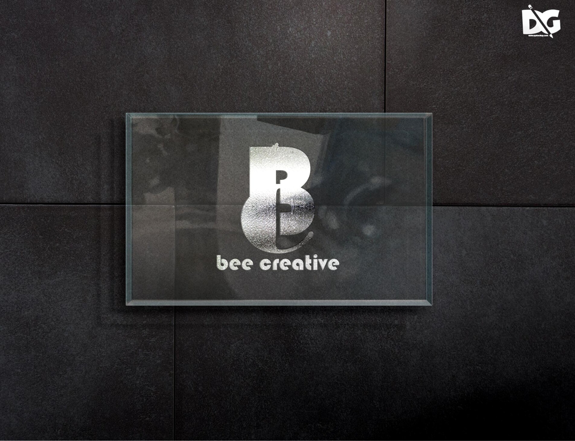 Free Black Tile PSD Logo Mockup