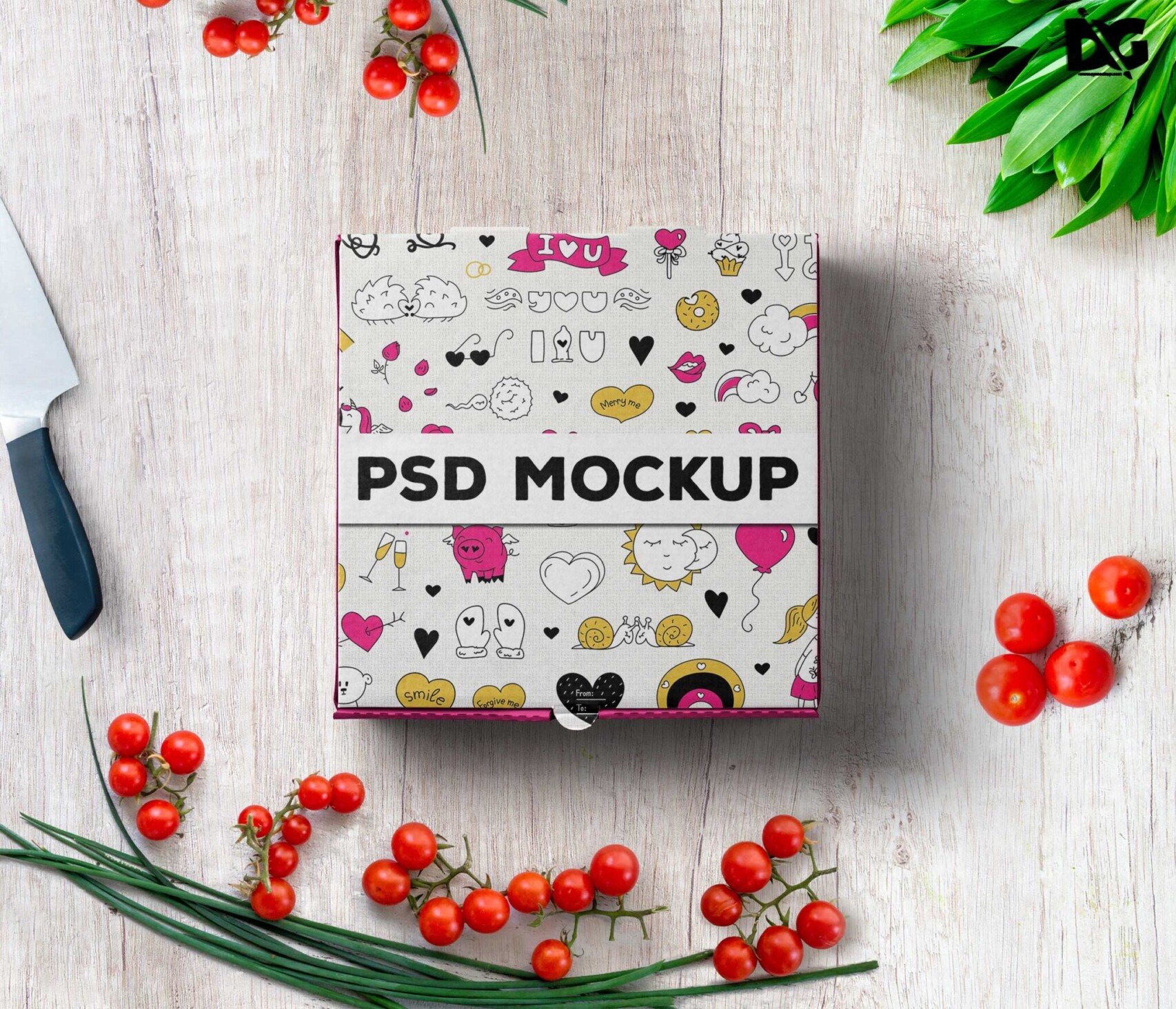 Free Pizza Delivery Box Mockup Download