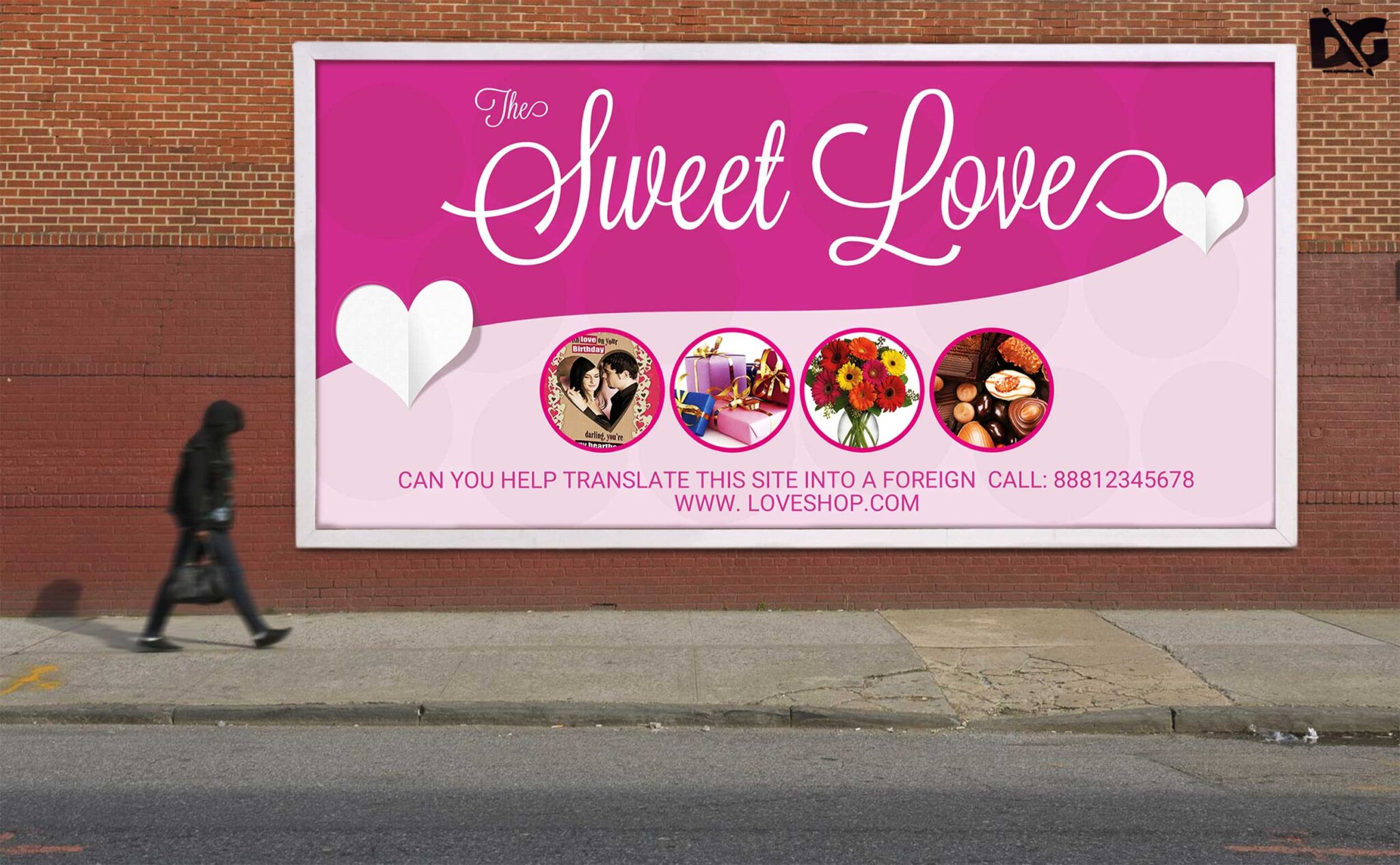 Free Sweet Love Billboard Mockup Download