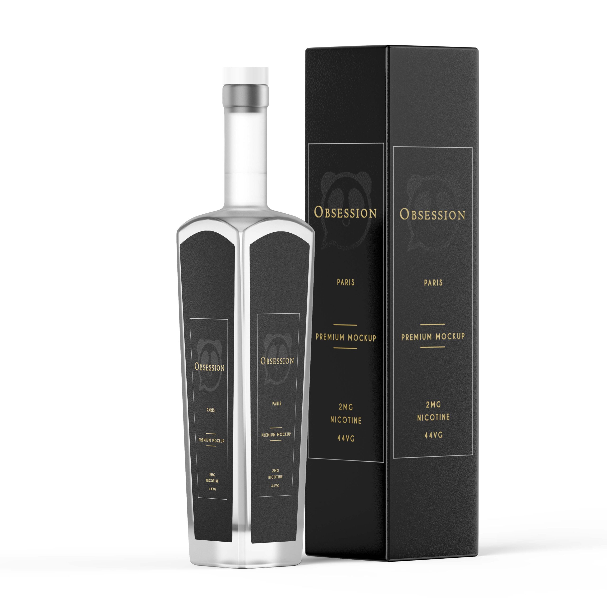 Free Square Glass Bottle Mockup