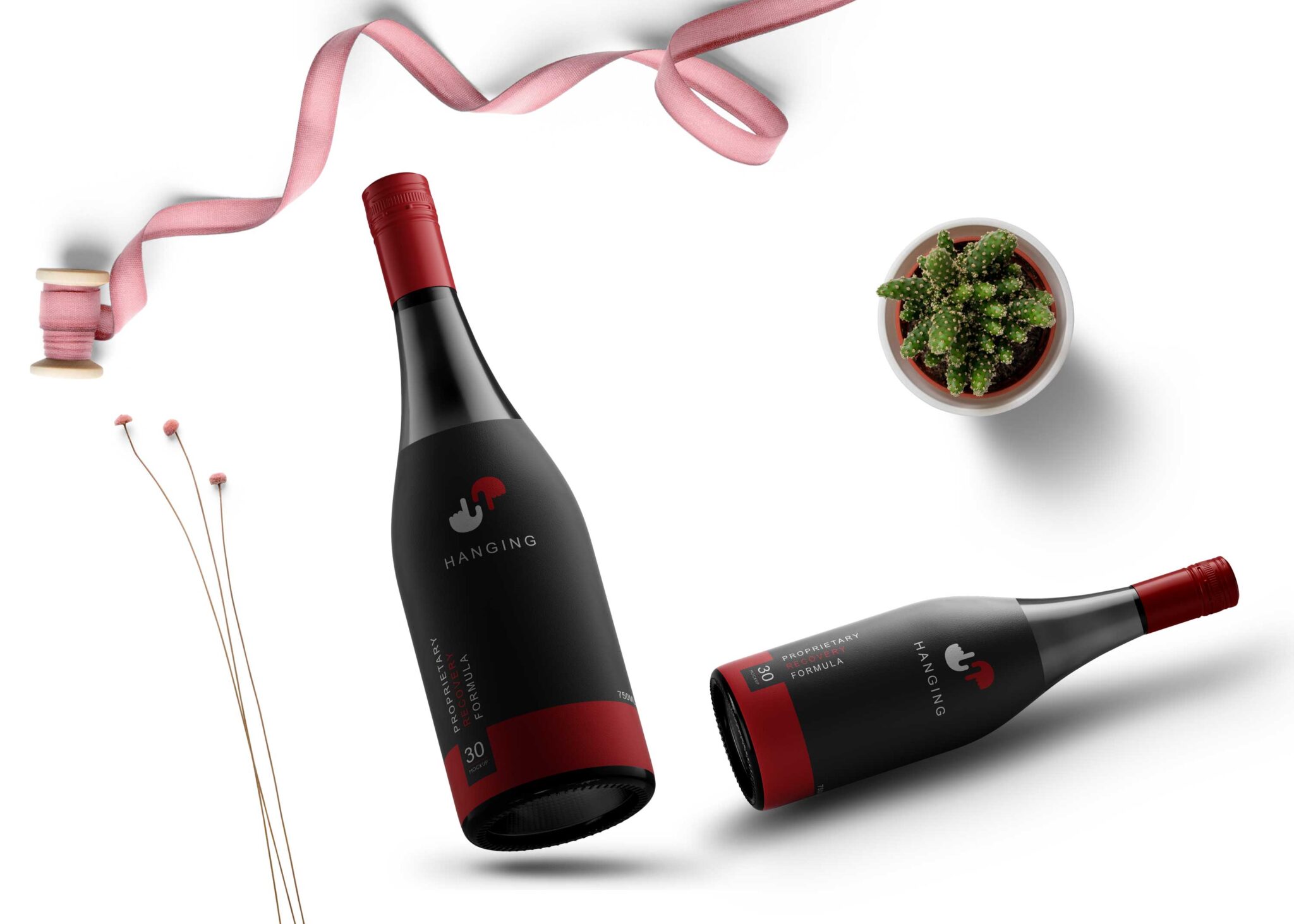 Prime PSD Wine Bottles Label Mockup