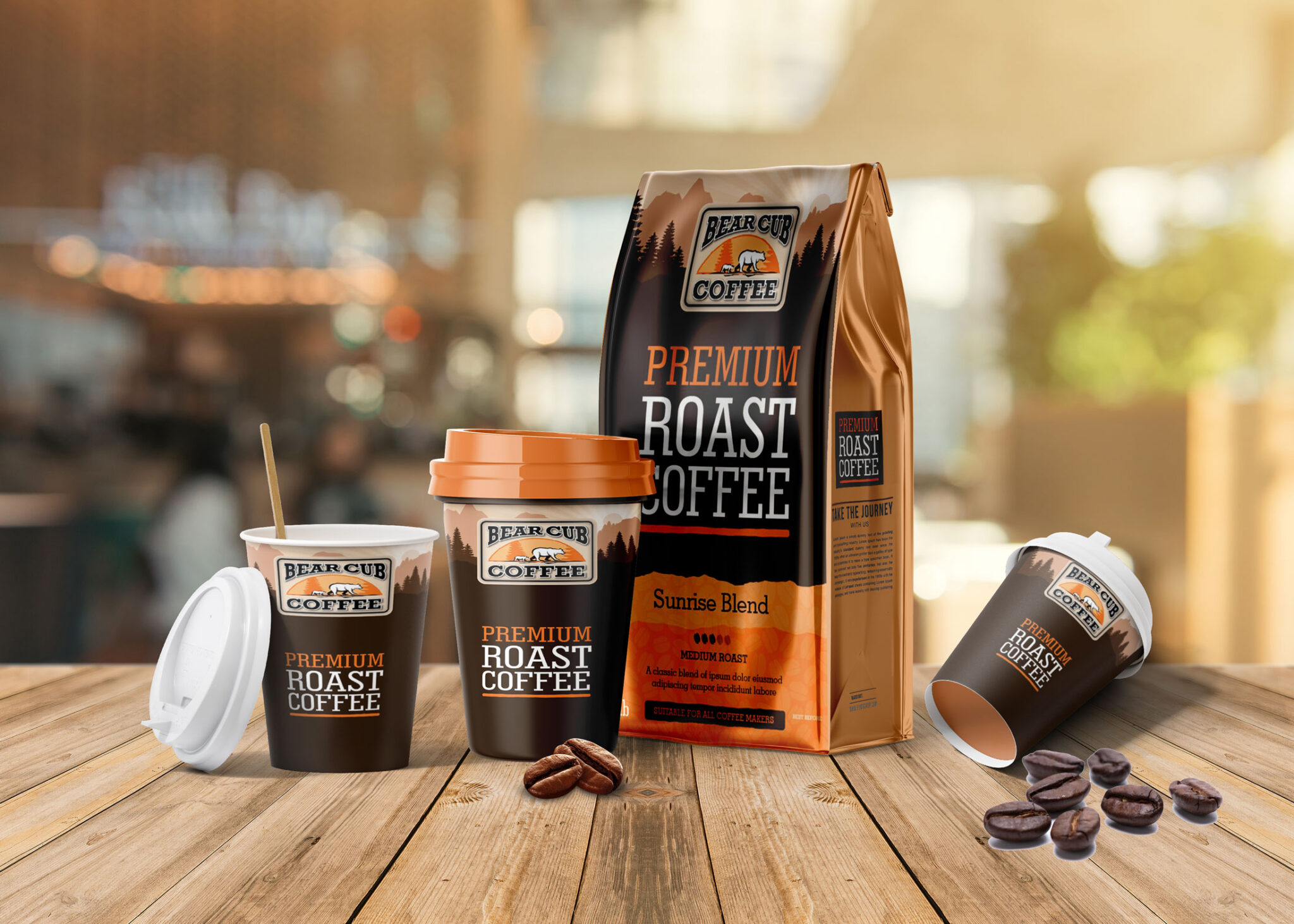 Premium Coffee House Scene Mockup