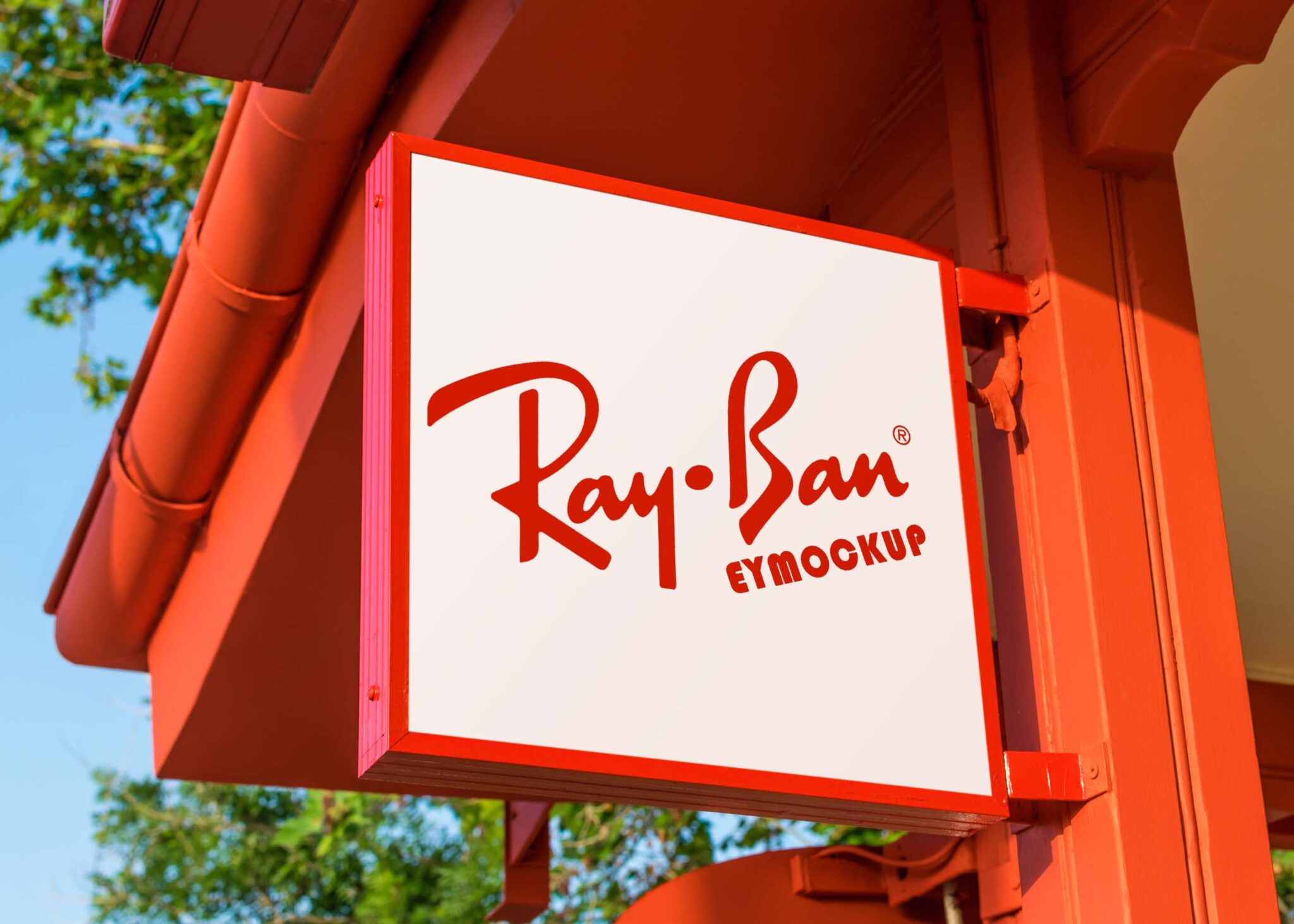 Hanging Wall Sign Logo Mockup